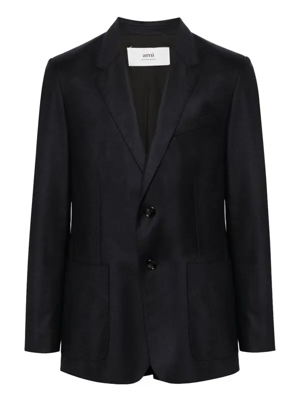 Ami Single-breasted Virgin Wool Blazer - Blue