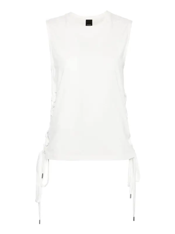 Pinko Lace-up Cotton Tank Top - White