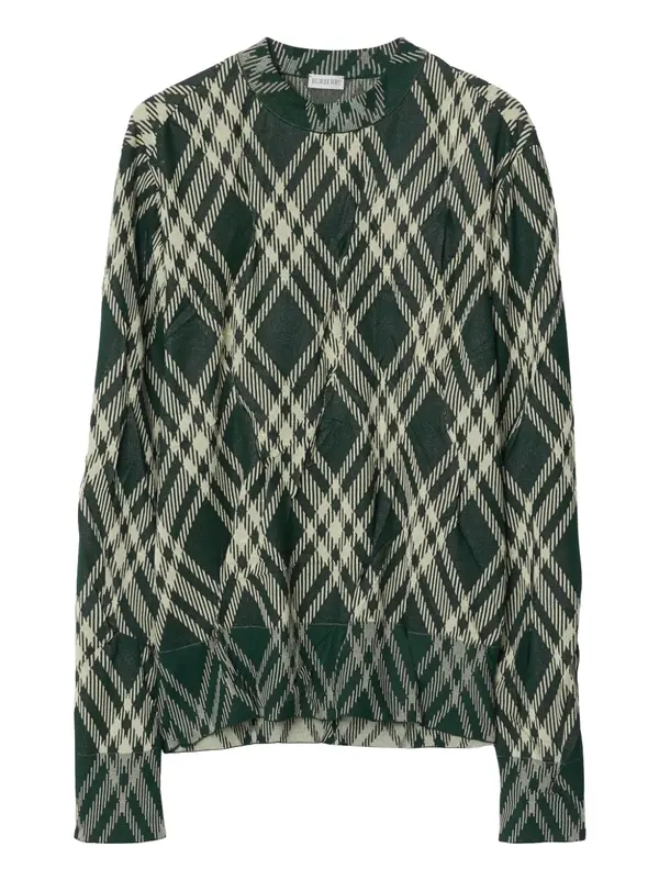 Burberry Plaid Crinkled-effect Jumper - Green