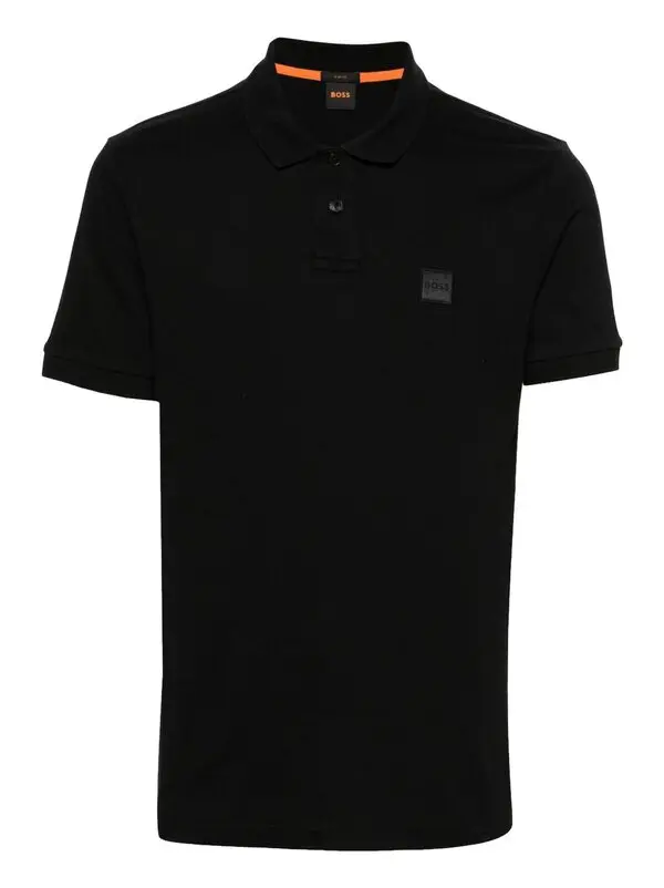 BOSS Logo-patch Piqué Polo Shirt - Black