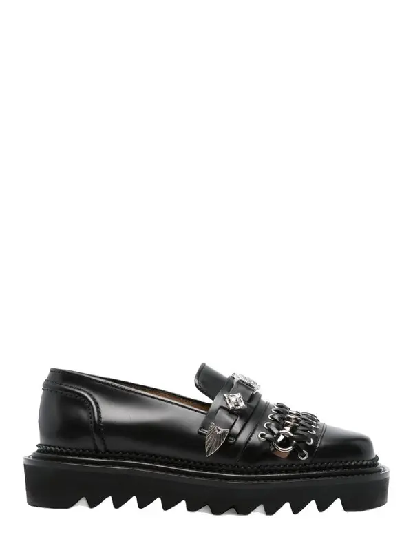 Toga Ring-detail Leather Loafers - Black