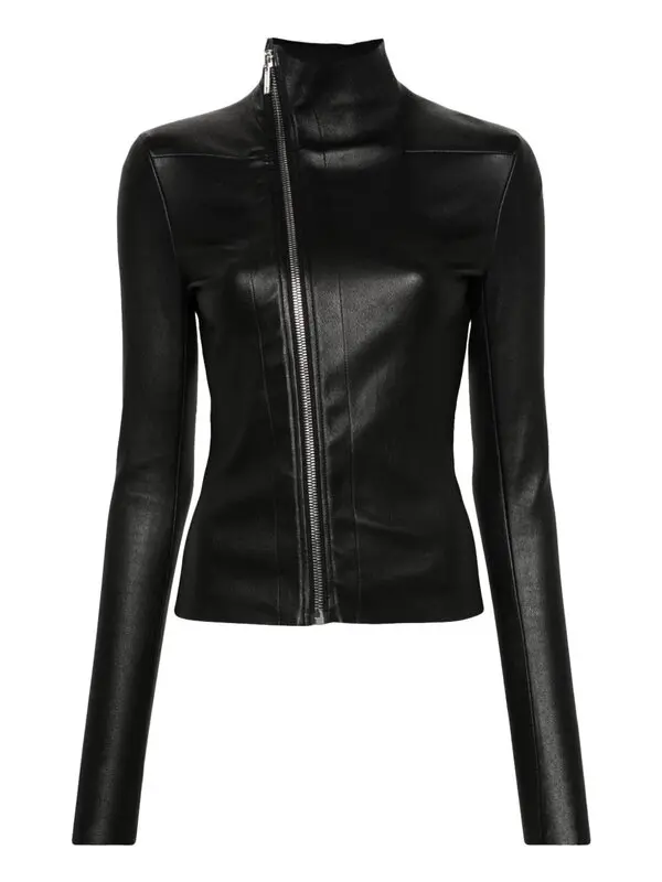 Rick Owens Zip Up Leather Jacket - Black