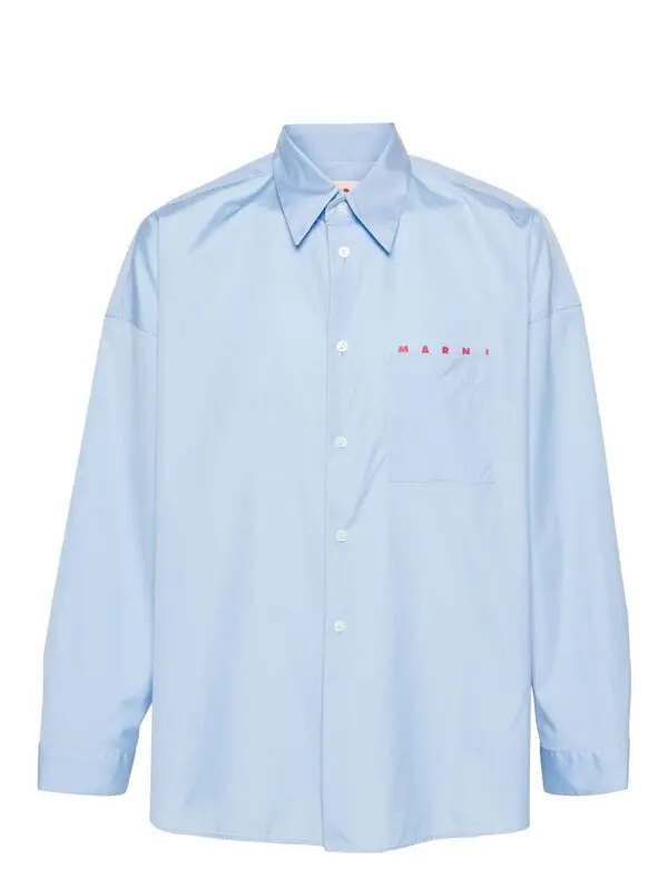 Marni Logo-print Cotton Shirt - Blue
