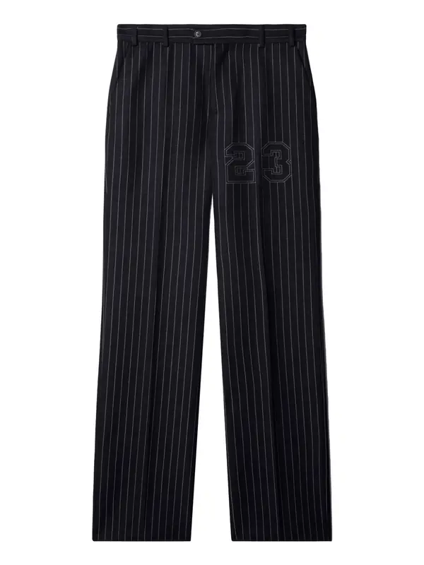 Off-White Number-print Pinstriped Trousers - Black