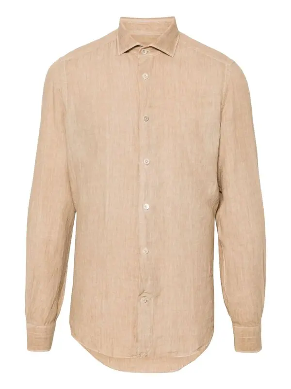Eleventy Mélange Poplin Linen Shirt - Neutrals