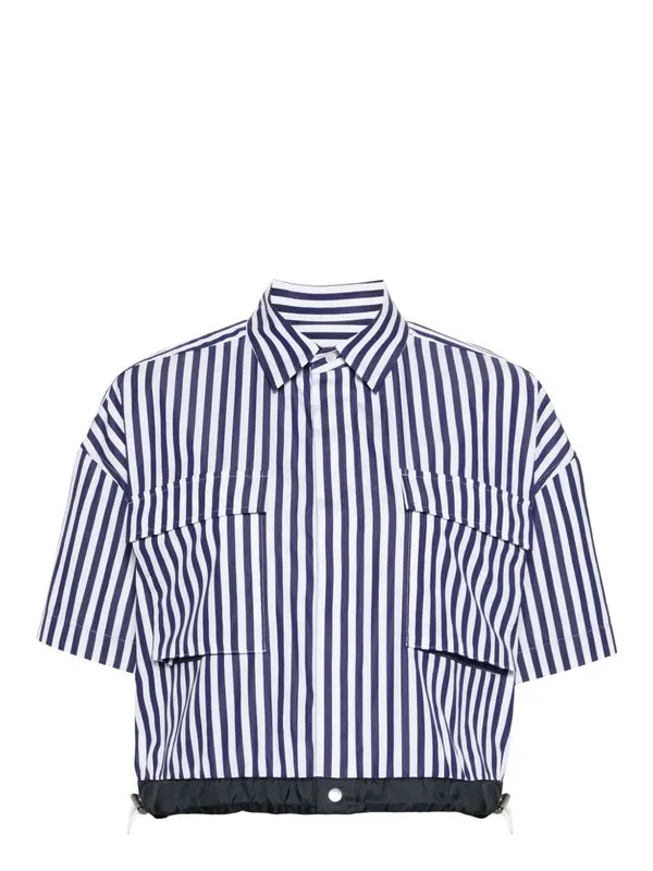 Sacai Striped Cropped Blouse - Blue