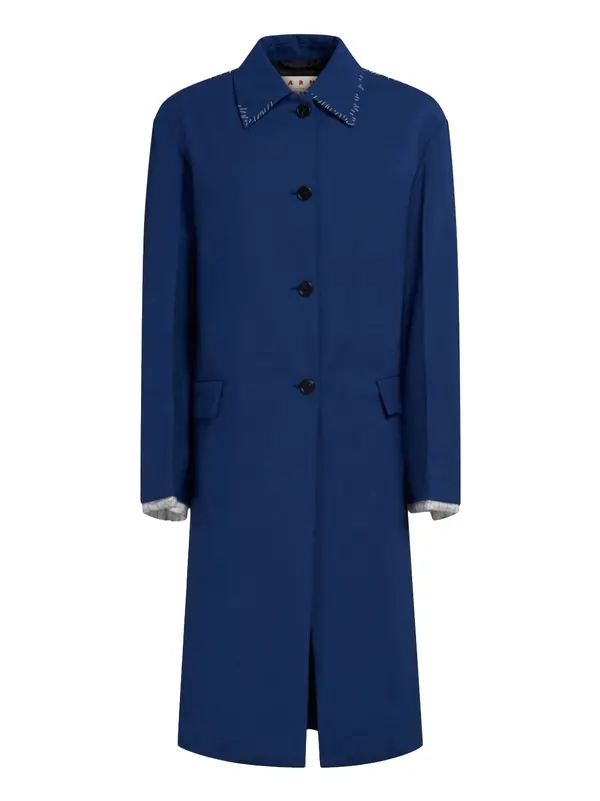 Marni Contrasting-stitch Single-breasted Coat - Blue