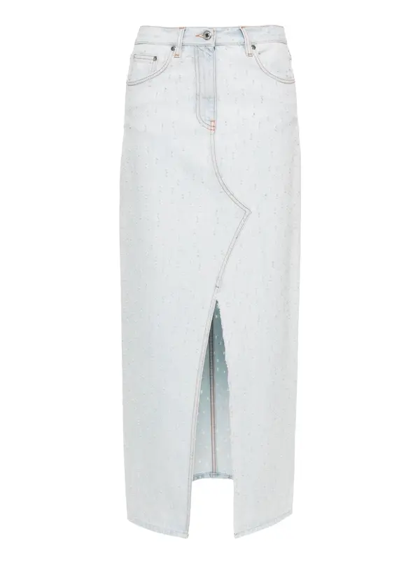 MSGM Distressed Maxi Skirt - Blue