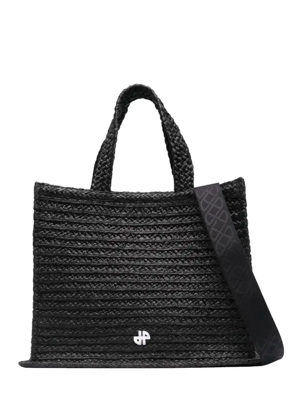 Patou Large Jp Raffia Tote Bag - Black