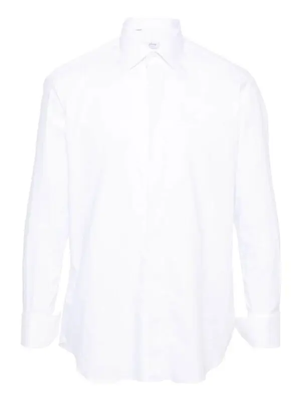 Brioni Pointed-collar Twill Shirt - White