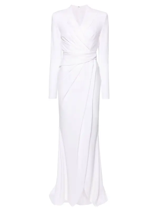 Talbot Runhof Draped Crepe Maxi Dress - White