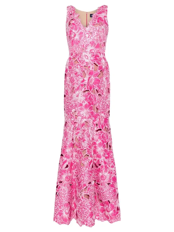 Marchesa Anthousai Floral-appliqué Mermaid Gown - Pink