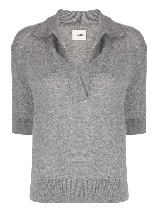 Khaite Shrunken Jo Cashmere Top - Grey