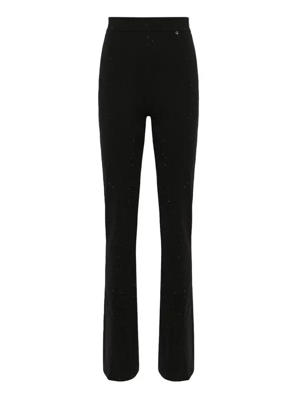 NISSA Rhinestone-embellished Slim-fit Trousers - Black