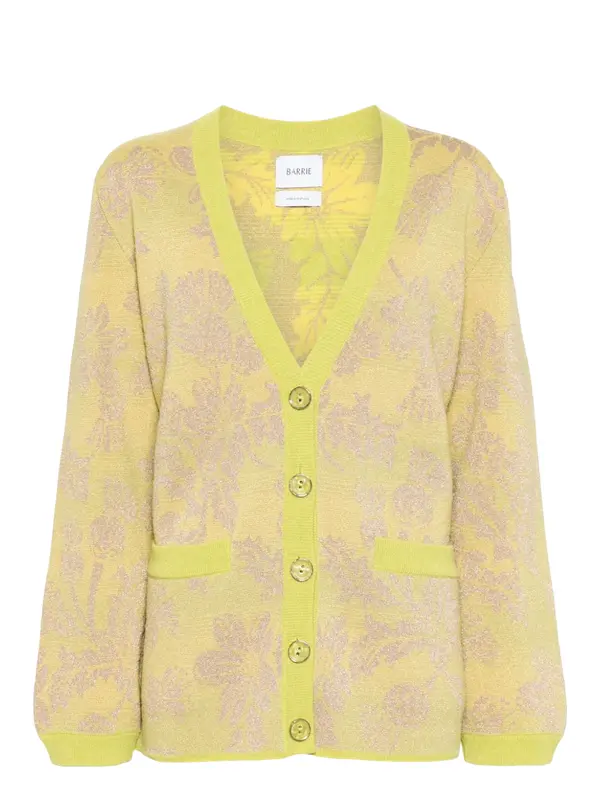 BARRIE Floral-intarsia V-neck Cardigan - Yellow