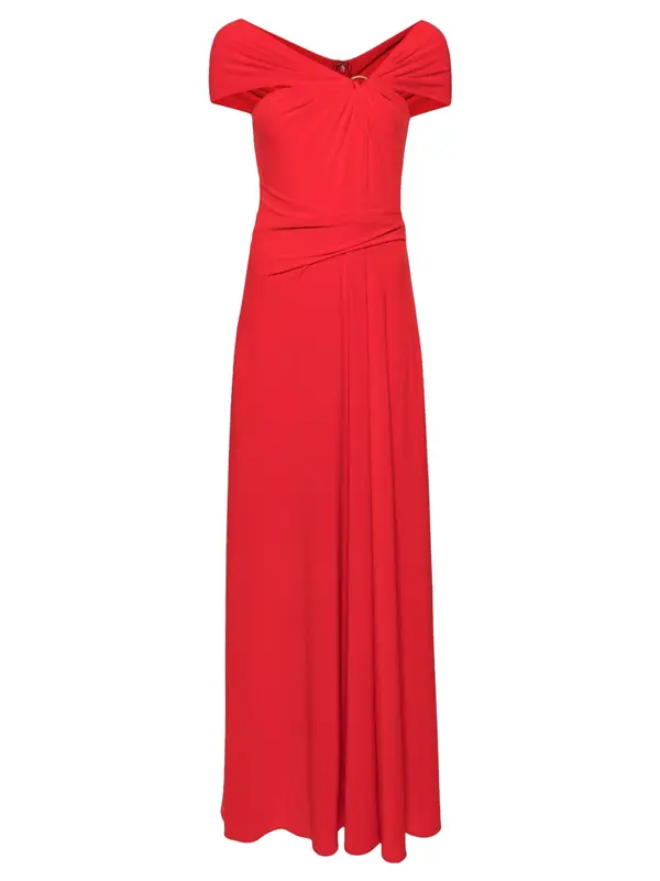 Talbot Runhof Off-shoulder Draped Gown - Red