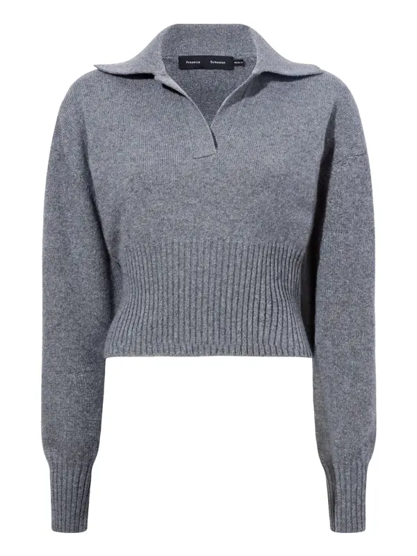 Proenza Schouler Split-neck Ribbed-knit Jumper - Grey