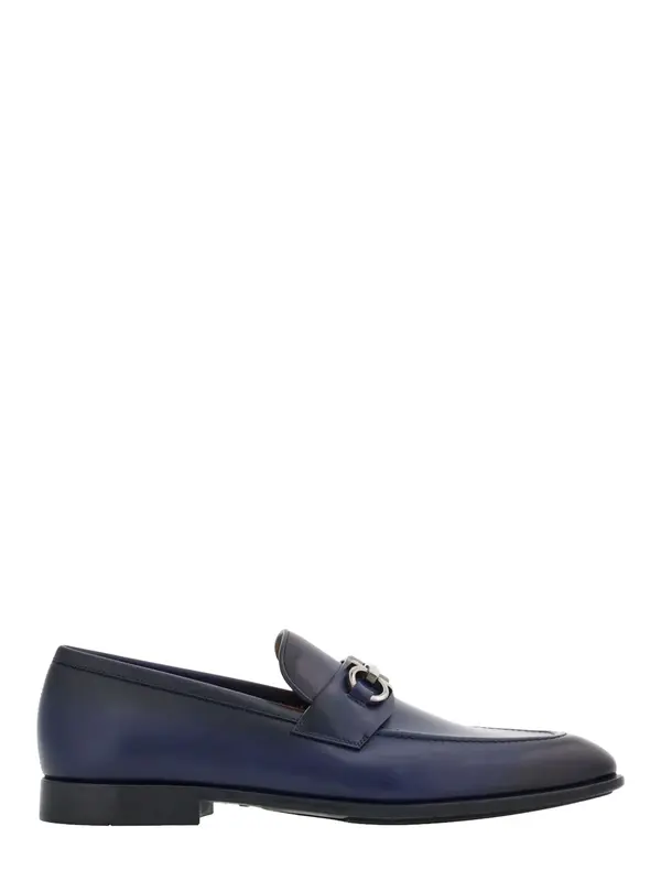 FERRAGAMO Gancini-plaque Loafers - Blue