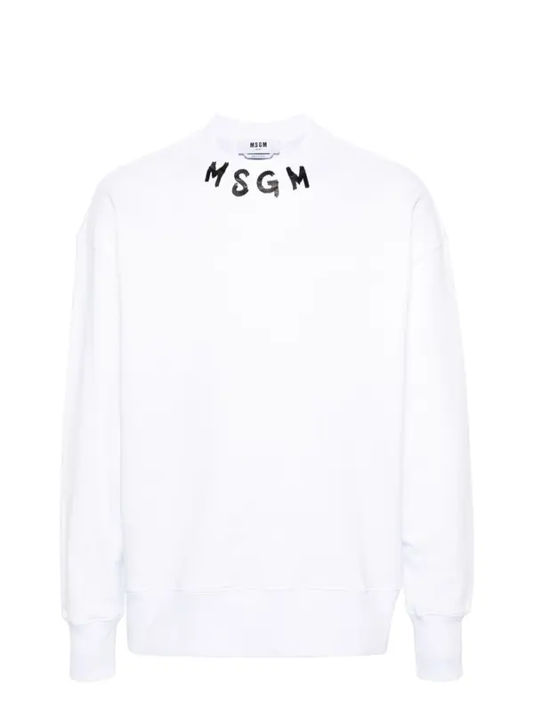 MSGM Logo-print Cotton Sweatshirt - White