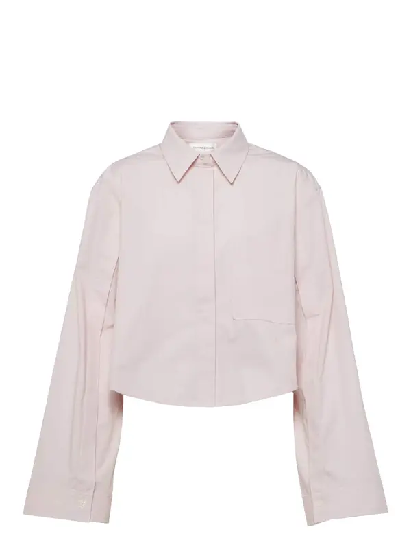Victoria Beckham Cropped Cotton-blend Shirt - Pink