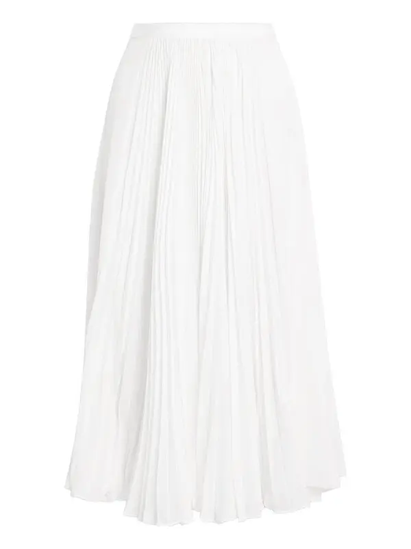 Oscar De La Renta Pleated Chiffon Midi Skirt - White