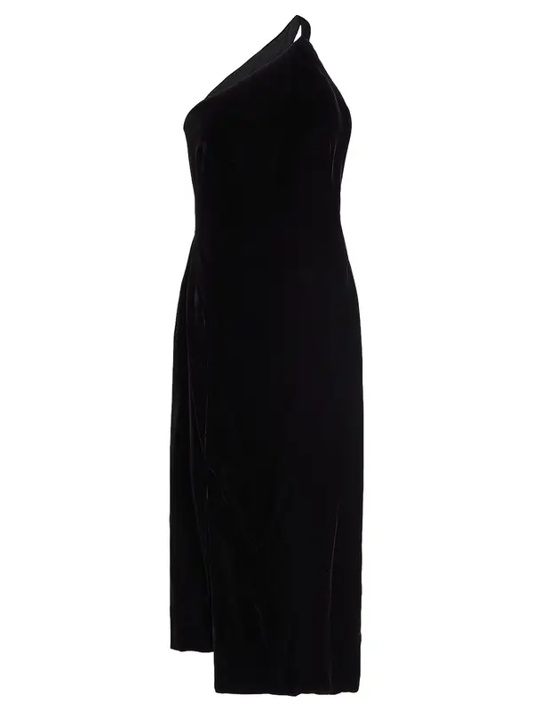 Oscar De La Renta One-shoulder Velvet Midi Dress - Black