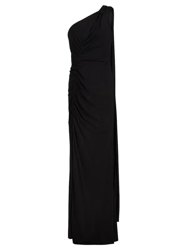 Marchesa One-shoulder Jersey Gown - Black
