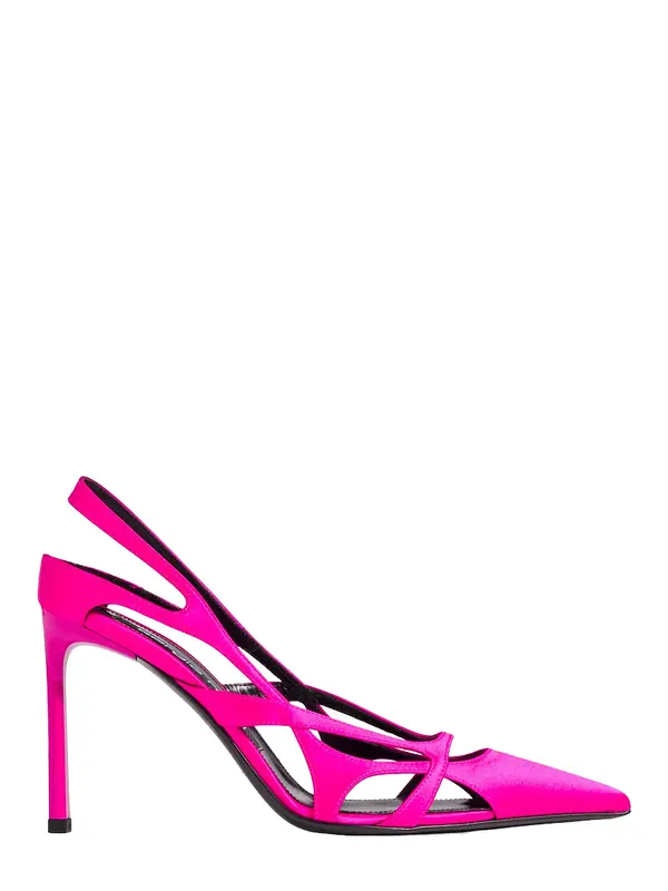 SERGIO ROSSI Cutout Satin Pumps - Bright Pink