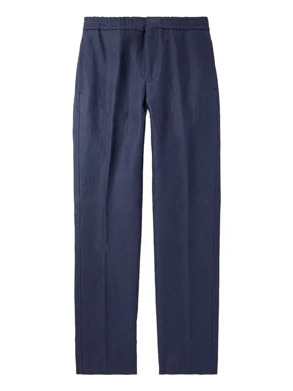 Loro Piana Tapered Linen Trousers - Blue