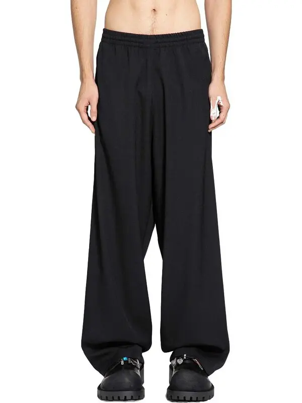 Balenciaga Wide-leg Wool Trousers - Black