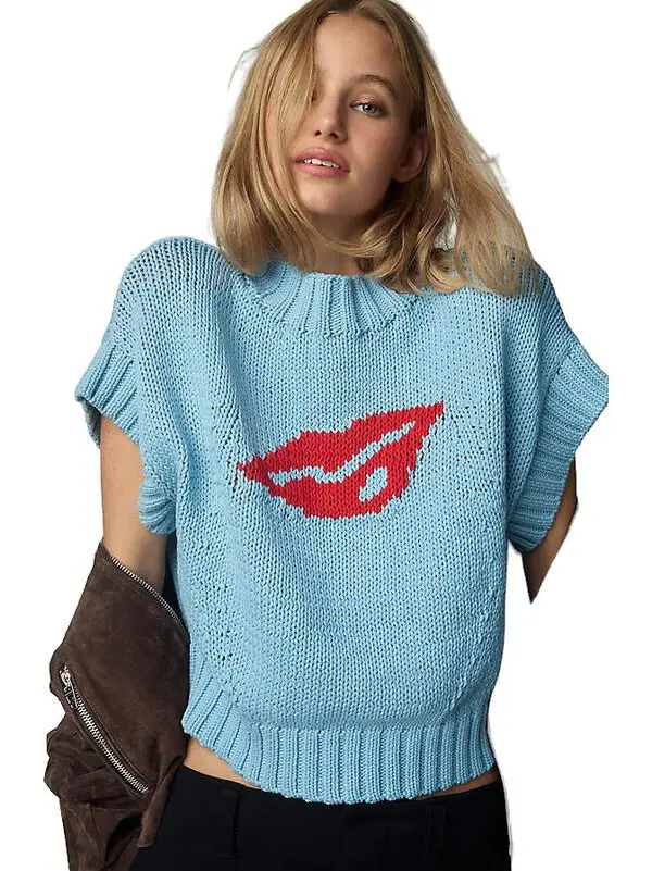 Maeve Pippa Mock-neck Sweater - Blue Pattern