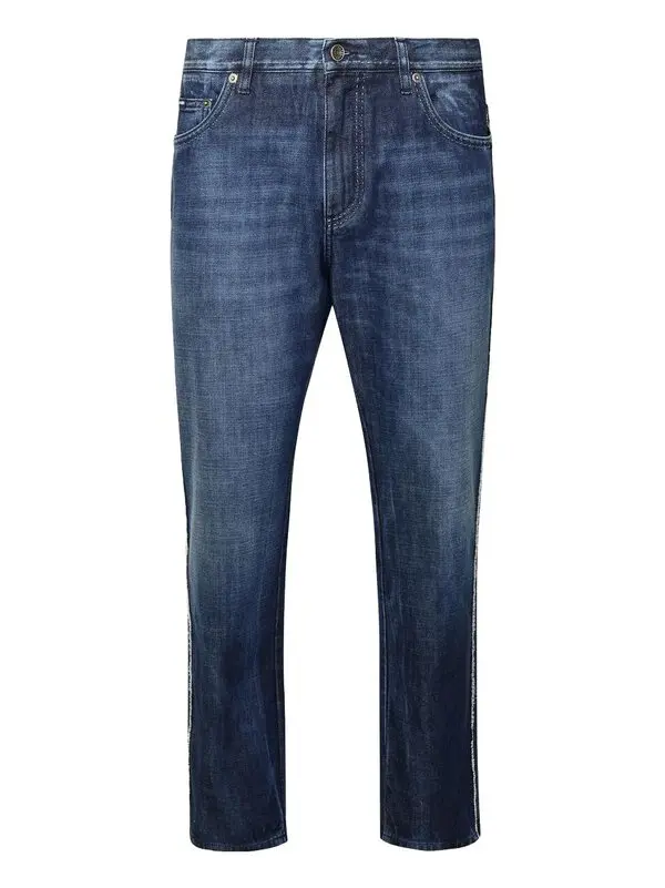 Dolce & Gabbana Fringed Stitching Jeans - Blue