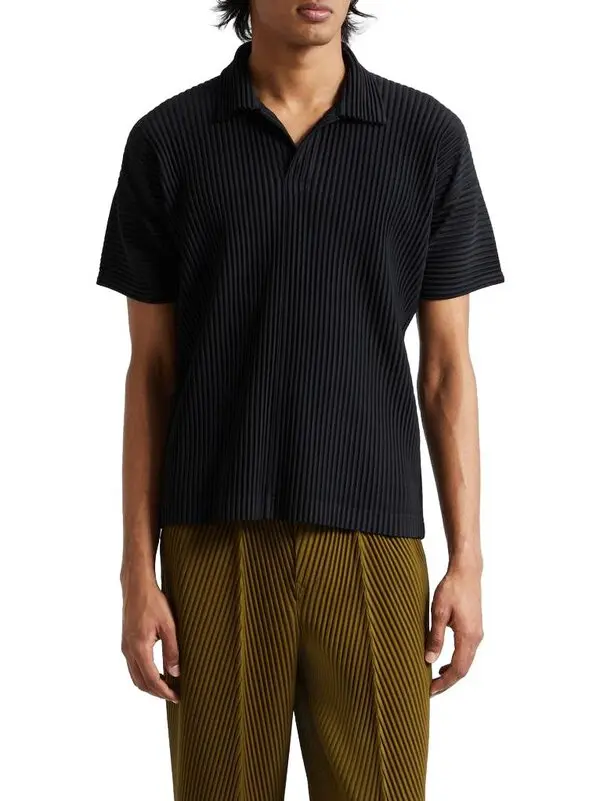 Issey Miyake Basics Pleated Polo - Black