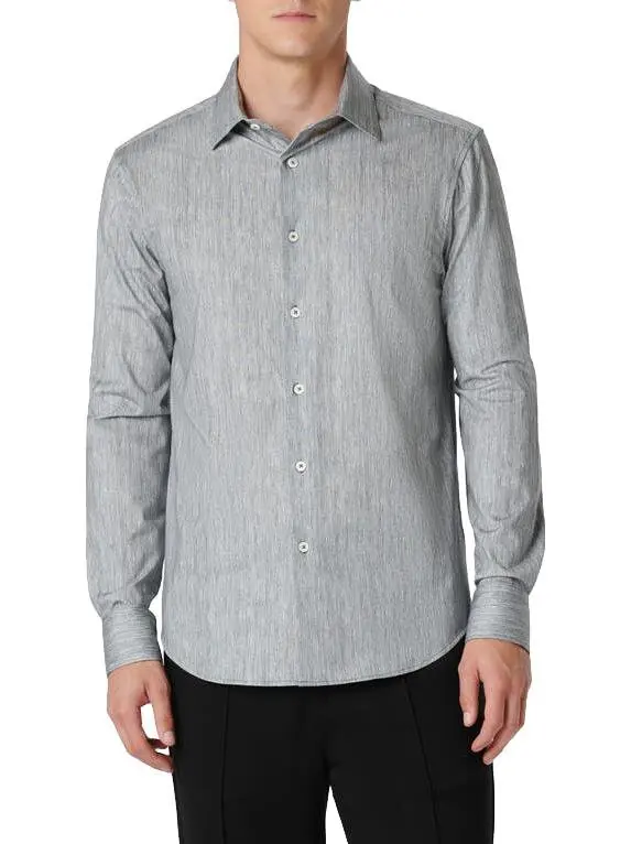 Bugatchi James Ooohcotton® Chambray Print Button-up Shirt - Black