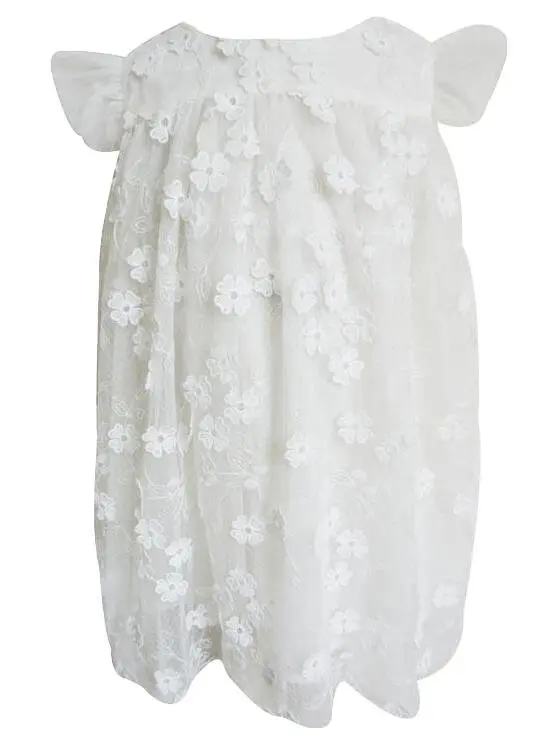 POPATU 3d Floral Embroidered Party Dress - White
