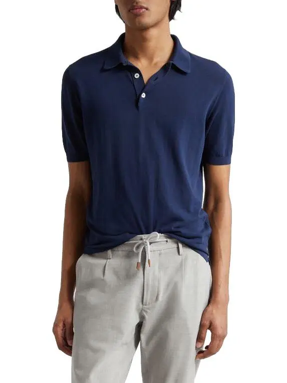 Eleventy Cotton Polo - Navy