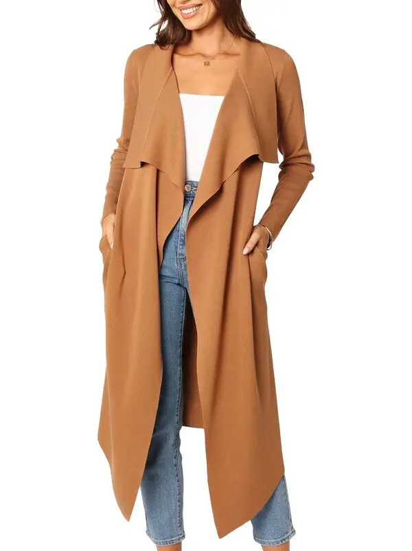 PETAL & PUP Audrina Longline Cardigan - Camel