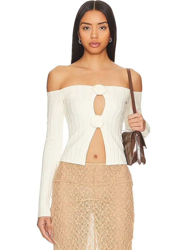 LOVERS AND FRIENDS Liora Rosette Sweater - White
