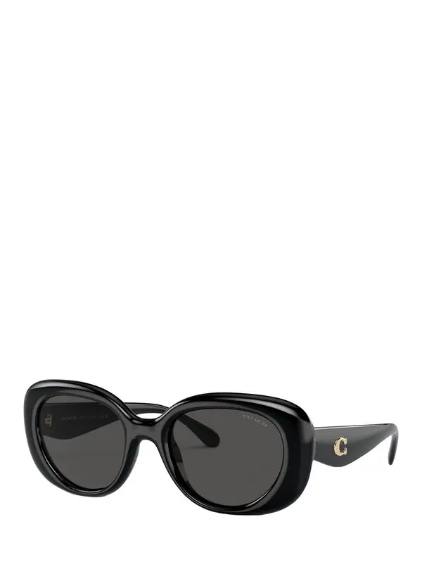 COACH C Hardware Round Sunglasses - Black