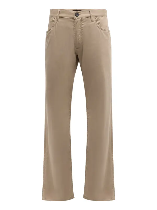 Giorgio Armani Cotton-silk Stretch Pants - Solid Medium Beige