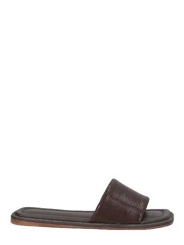 Brunello Cucinelli Leather Slide Sandals - Brown