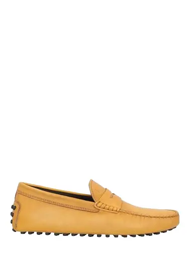 TOD'S Leather Loafers With Logo - Yellow