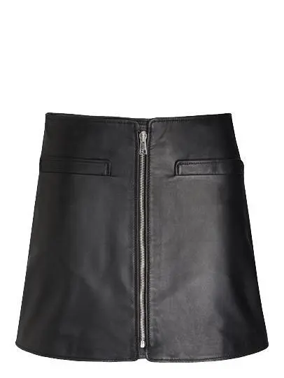 8 BY YOOX Lambskin Mini Skirt With Zip Fastening - Black