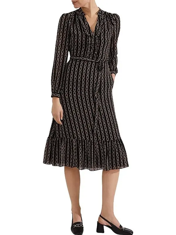 HOBBS LONDON Alexia Chain Stripe Dress - Black Camel