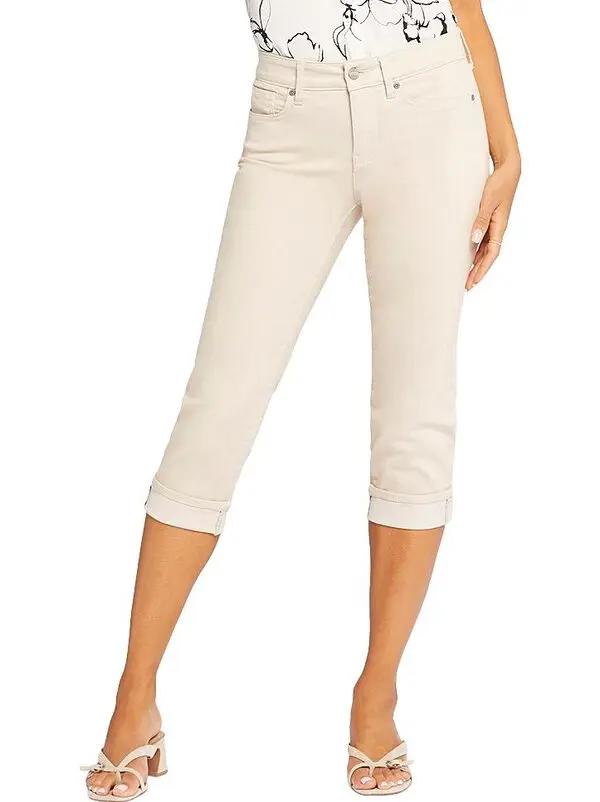 NYDJ Petite Marilyn Cuffed Cropped Straight Jeans - Feather
