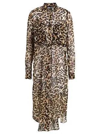 Just Cavalli Leopard-print Crepe Midi Shirt Dress - Sand