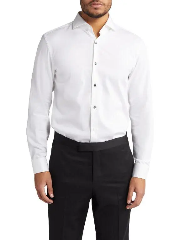 BOSS Hank Slim Fit Tuxedo Shirt - Wht
