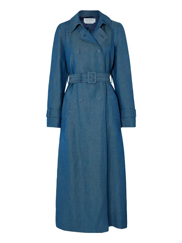 Gabriela Hearst Braden Double-breasted Belted Trench Coat - Blue