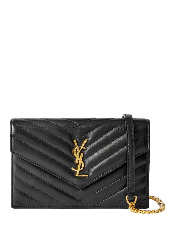 Saint Laurent Cassandre Envelope Mini Shoulder Bag - Black