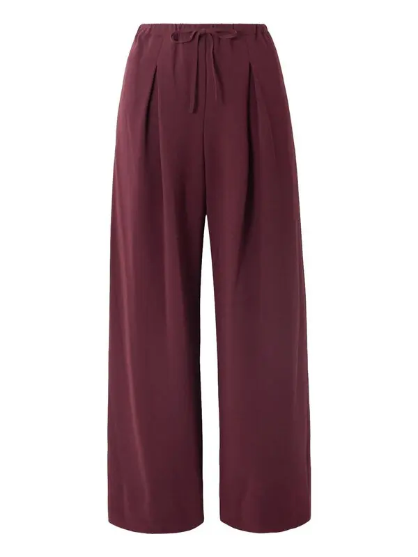 Theory Pleated Crepe Wide-leg Trousers - Burgundy